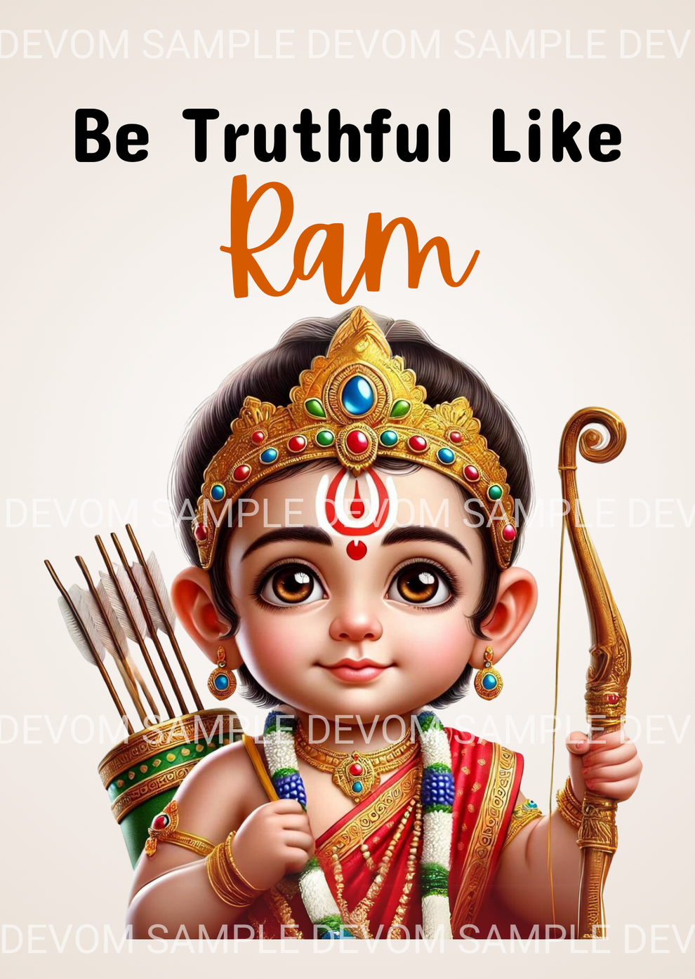 Divine Shri Ram Poster – Hindu Spiritual Printable – Devom Kids